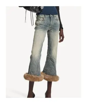 Balenciaga Fur Trim Flared Capri Pants