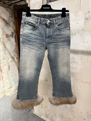 Balenciaga Fur Trim Flared Capri Pants