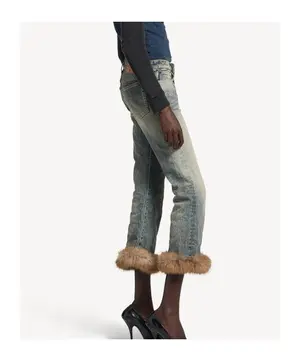 Balenciaga Fur Trim Flared Capri Pants