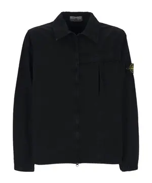 Stone Island Zip-up Long-sleeved Shirt - Blue