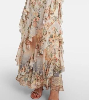 Camilla Embellished Ruffled Silk Floral Maxi Dress