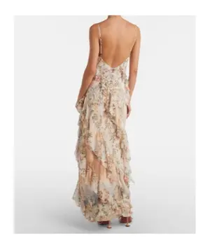 Camilla Embellished Ruffled Silk Floral Maxi Dress
