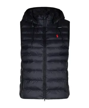 Polo Ralph Lauren Sleeveless Padded Vest With Removable Hood - Black