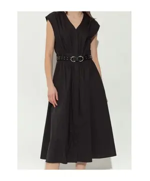 Michael Kors Stretched Poplin Belted Midi Dress