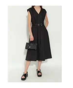 Michael Kors Stretched Poplin Belted Midi Dress