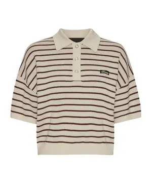 ROTATE BY BIRGER CHRISTENSEN Striped Polo Shirt - Light Brown
