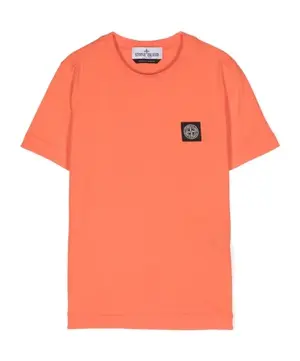 Stone Island Compass-appliqu Cotton T-shirt - Orange