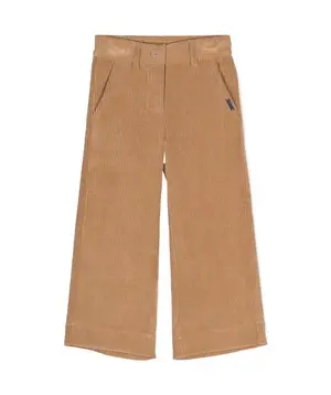 Monnalisa Corduroy Straight-leg Trousers - Nude