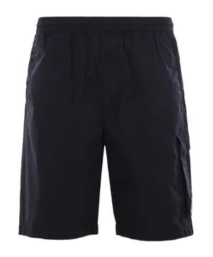 C.P. COMPANY Cargo Shorts With Elastic Waistband And Logo Patch - Black