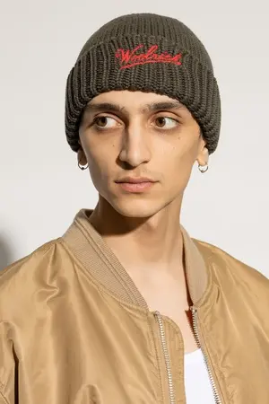 Woolrich Logo Intarsia Knit Beanie