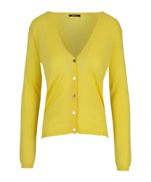 Lela Rose Crop V-neck Cardigan - Yellow