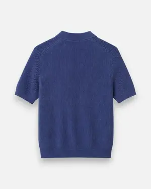 GRAN SASSO Ribbed-knit Short-sleeve Polo Shirt