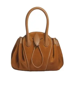 Marni Logo Stamped Tulipea Small Handbag - Brown
