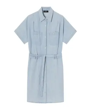 A.p.c. Suzanne Mini Dress - Light Blue
