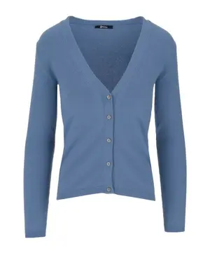 Lela Rose Cropped V-neck Cardigan - Blue