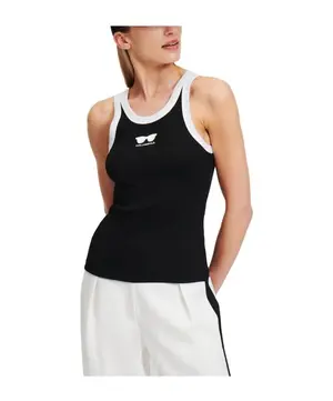 Karl Lagerfeld Sunglasses Logo Ribbed Tank Top