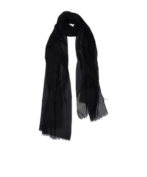Lela Rose Sheer Frayed Scarf - Black