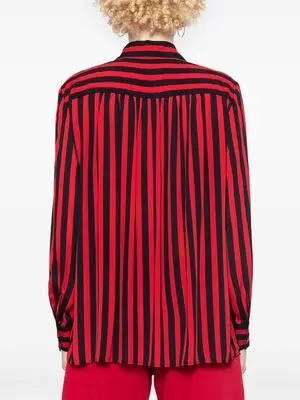 MSGM Striped Crepe Texture Shirt With Attached Scarf
