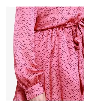 ANIYE BY Polka-dot Long Sleeve Belted Dress - Pink
