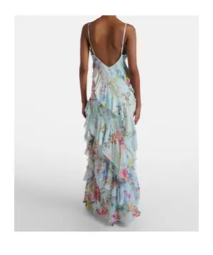 Camilla Floral Ruffled Silk Maxi Dress