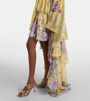 Camilla Embellished Asymmetric Silk Georgette Maxi Dress
