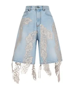 Giuseppe Di Morabito Embellished Lace Shorts - Blue
