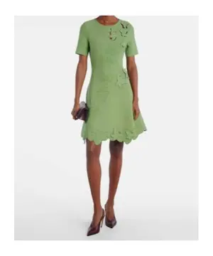 Oscar De La Renta Ivy Cutout Embroidered Flared Minidress