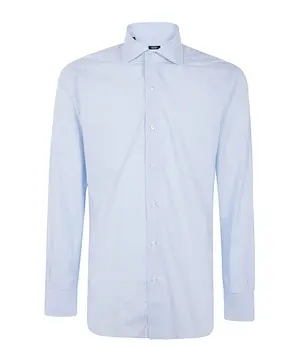 BARBA NAPOLI Long Sleeve Button-down Shirt - Blue