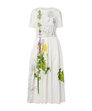 Oscar De La Renta Foxglove Cotton-blend Poplin Midi Dress - White