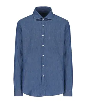 FAY Chambray Denim Shirt - Blue