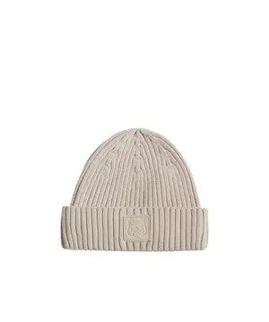 Maison Kitsuné Bold Fox Head Leather Patch Beanie - Paper