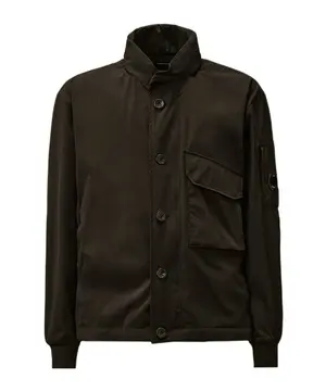 C.P. COMPANY Logo Plaque Hooded Jacket - Black