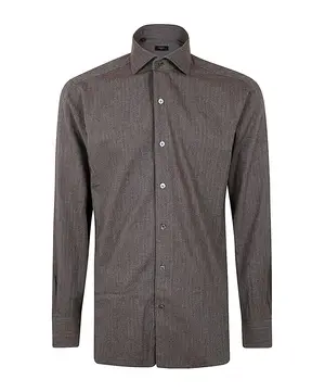 BARBA NAPOLI Long Sleeve Button-down Shirt - Black
