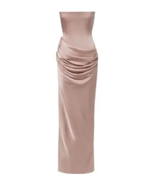 Alex Perry Draped Satin Corset Gown - Nude