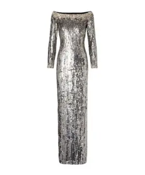 Jenny Packham Marine Sequined Off-shoulder Gown