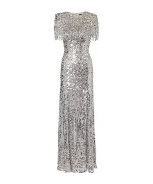 Jenny Packham Eugenie Sequined Gown - Gray