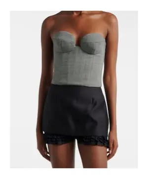 Magda Butrym Herringbone Wool-blend Bustier Top