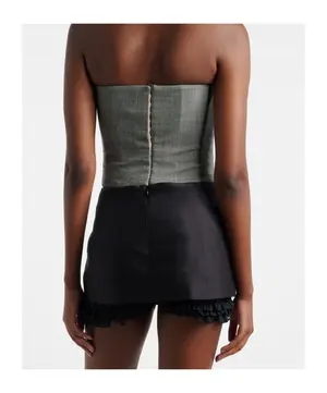 Magda Butrym Herringbone Wool-blend Bustier Top