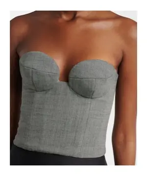Magda Butrym Herringbone Wool-blend Bustier Top