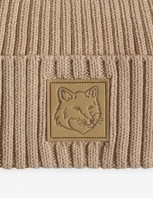 Maison Kitsuné Bold Fox Head Leather Patch Beanie