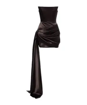 Alex Perry Draped Satin Bustier Dress - Black