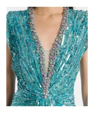 Jenny Packham Lacie Gathered Embellished Gown