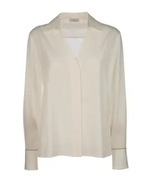 Peserico V-neck Long-sleeve Blouse - Nude