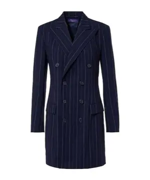 Ralph Lauren Striped Double-breasted Wool Blazer Dress