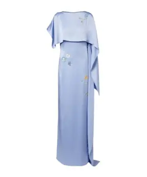 Erdem Embellished Caped Satin Cady Gown