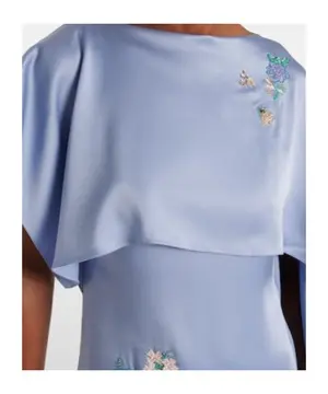 Erdem Embellished Caped Satin Cady Gown