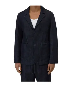 Closed Notch-lapel Patch-pocket Denim Jacket