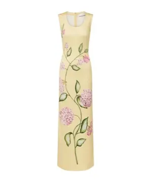 Oscar De La Renta Porcelain Flower Jersey Maxi Dress - Nude