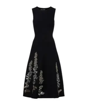 Oscar De La Renta Embellished Jacquard Midi Dress - Black