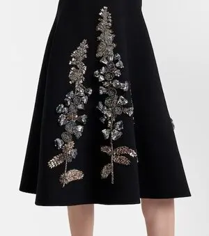 Oscar De La Renta Embellished Jacquard Midi Dress